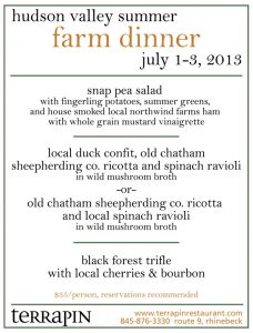 Hudson Valley Summer Farm Dinner - Terrapin Restaurant